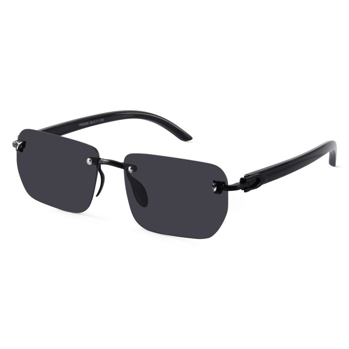 Buy Raze Black Rimless Rectangle Sunglasses - Woggles